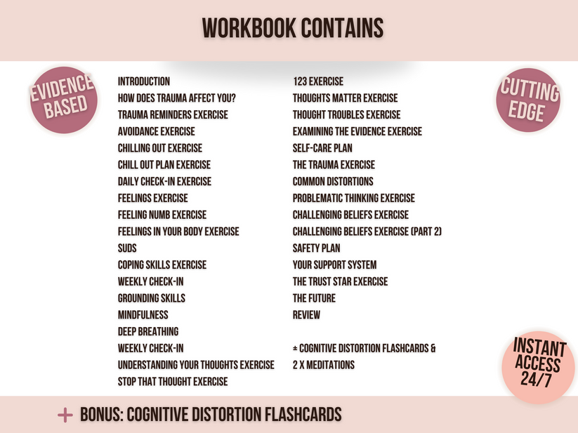 TF-CBT Worksheets for Adults - Trauma Focused CBT Workbook Printable p ...