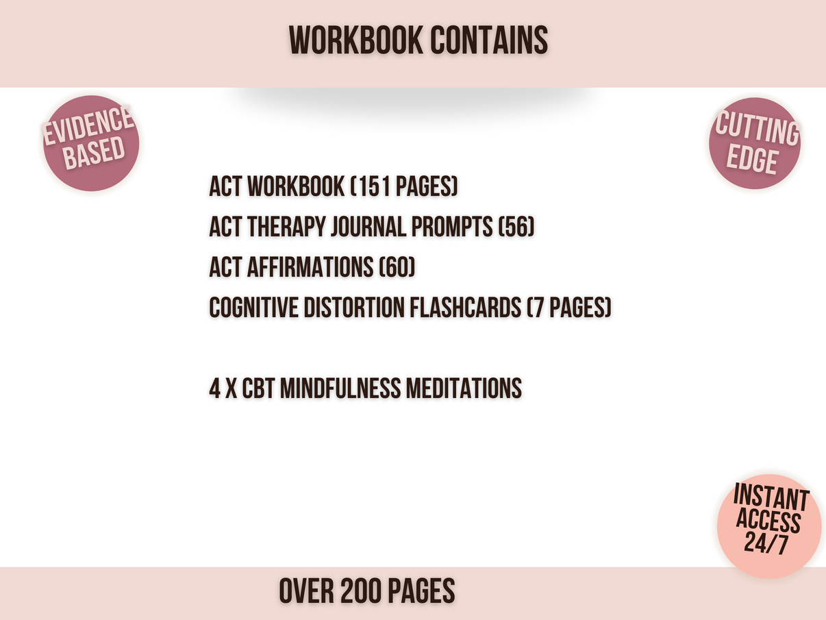 150 ACT Therapy Worksheets - Acceptance & Commitment, Values, Exercise ...