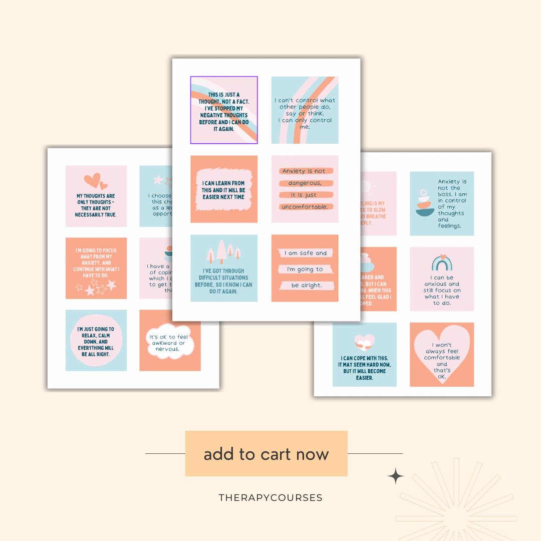 32 Anxiety Coping Statements Cards pdf - Coping Skills, Worry Cards, F ...