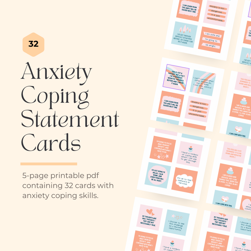 32 Anxiety Coping Statements Cards pdf - Coping Skills, Worry Cards, F ...