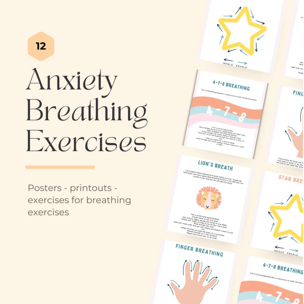 12 Anxiety Breathing Exercises Worksheets - CBT Mindfulness Techniques ...