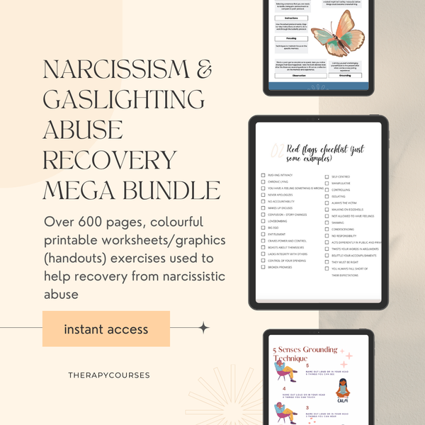 Narcissistic Abuse Recovery + Gaslighting Worksheets Bundle – Therapy Courses
