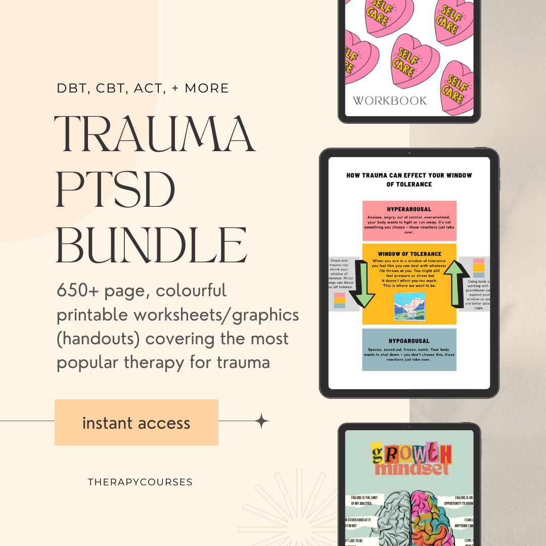 650 Trauma Therapy Worksheets Bundle - PTSD inc CBT, DBT, Exposure Res ...