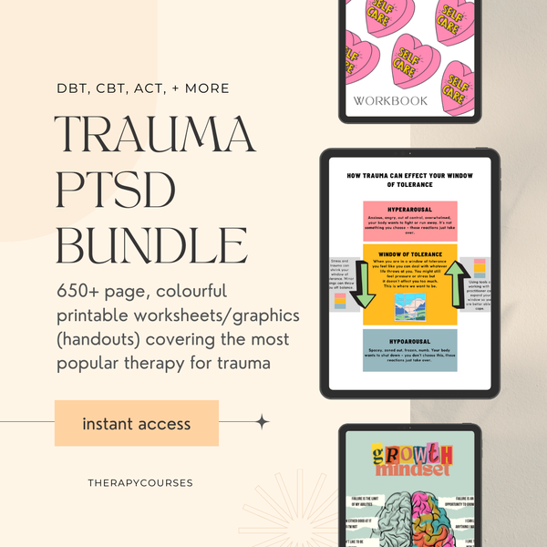 Trauma Therapy (PTSD) Worksheets Bundle: CBT, DBT, Exposure - Exercise ...