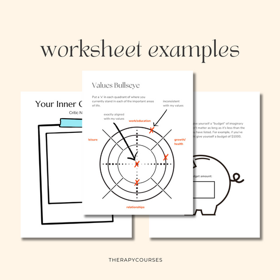 ACT Therapy Worksheets: Acceptance & Commitment, Values, Exercises, To ...