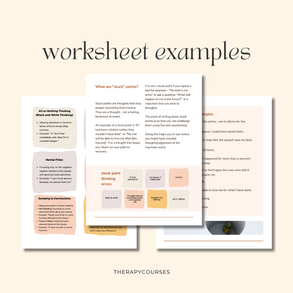 Stuck Point Worksheet, CPT worksheet pdf, Examples – Therapy Courses