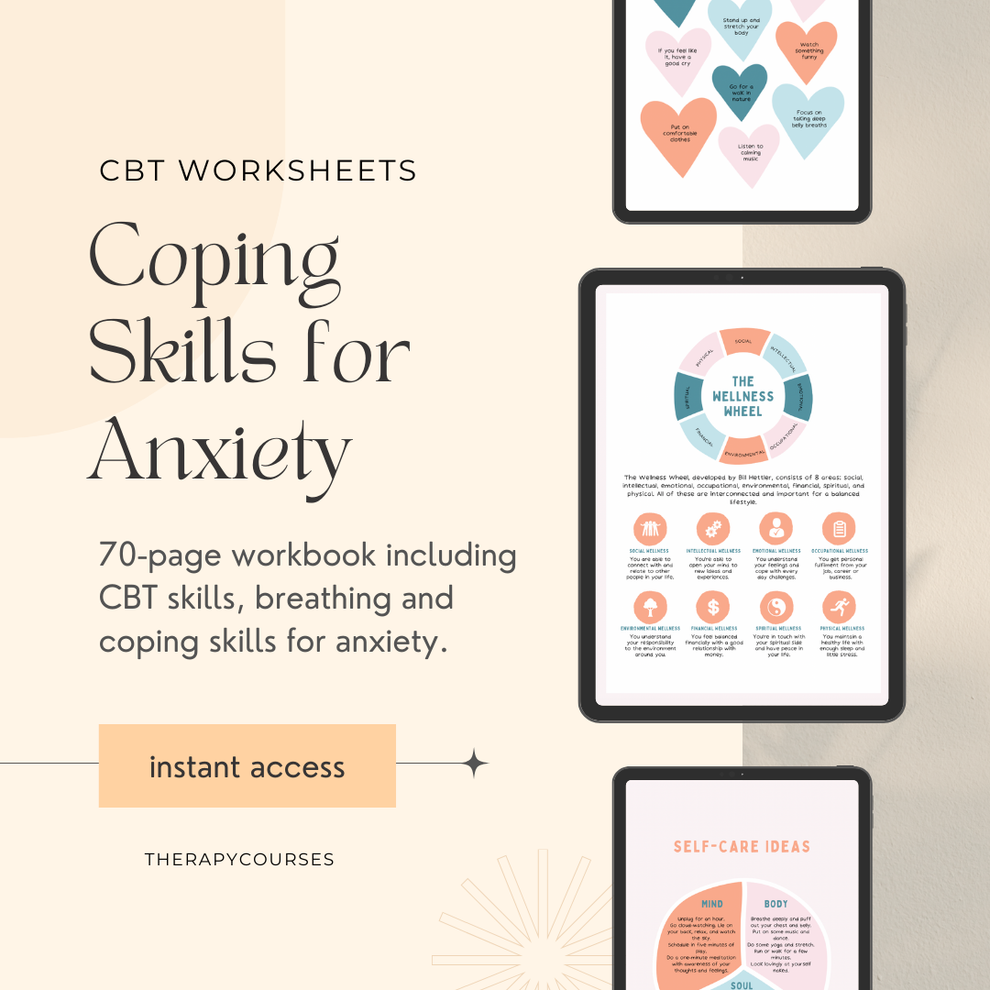 Coping Skills for Anxiety Worksheets - Grounding, Breathing Self-care ...