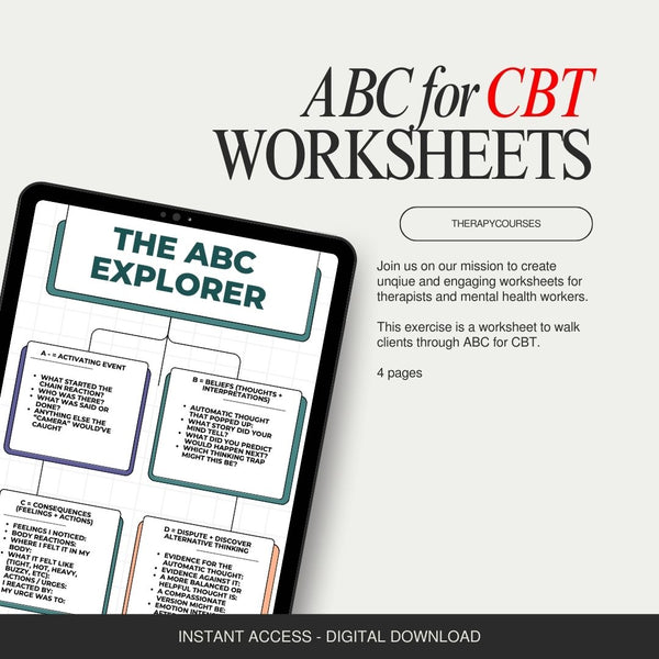 CBT for ABC Explorer Worksheet — Modern CBT Tool for Clients, Teens ...