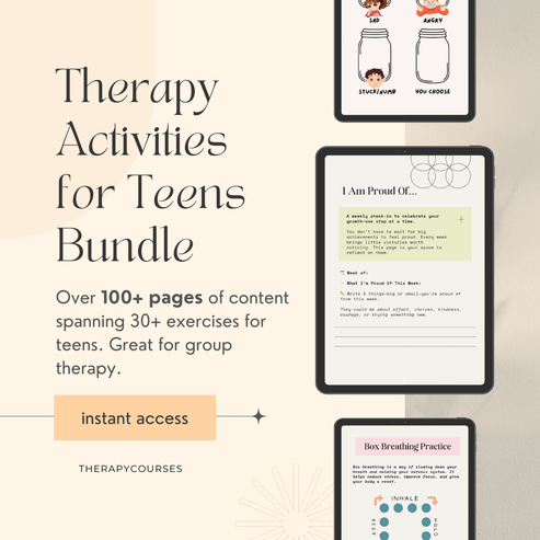 Therapy Activities for Teens Bundle - 30 Therapy Exercises for Teens ...