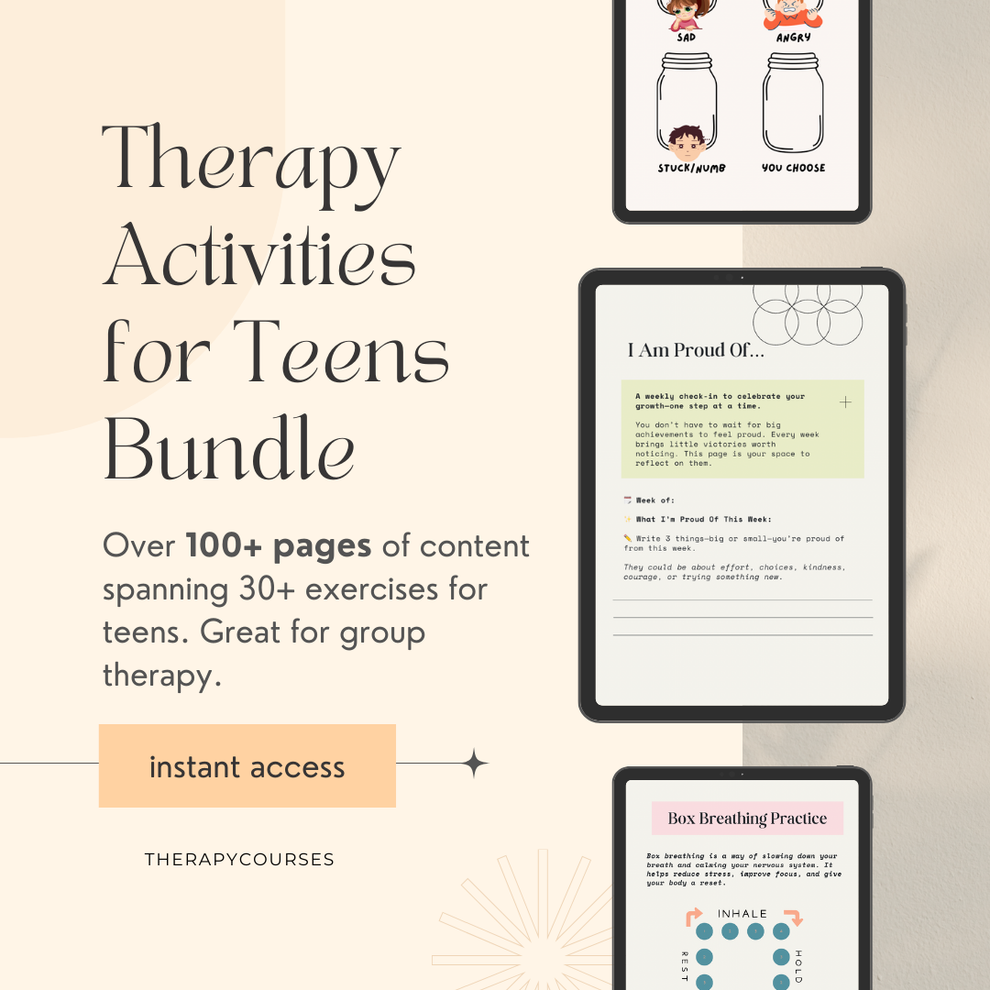 Therapy Activities for Teens Bundle - 30 Therapy Exercises for Teens ...