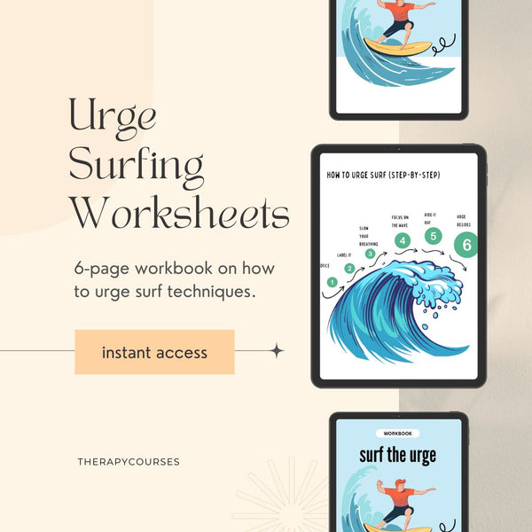 Urge Surfing Worksheets: CBT DBT Addiction Therapy Tools (Counselling ...