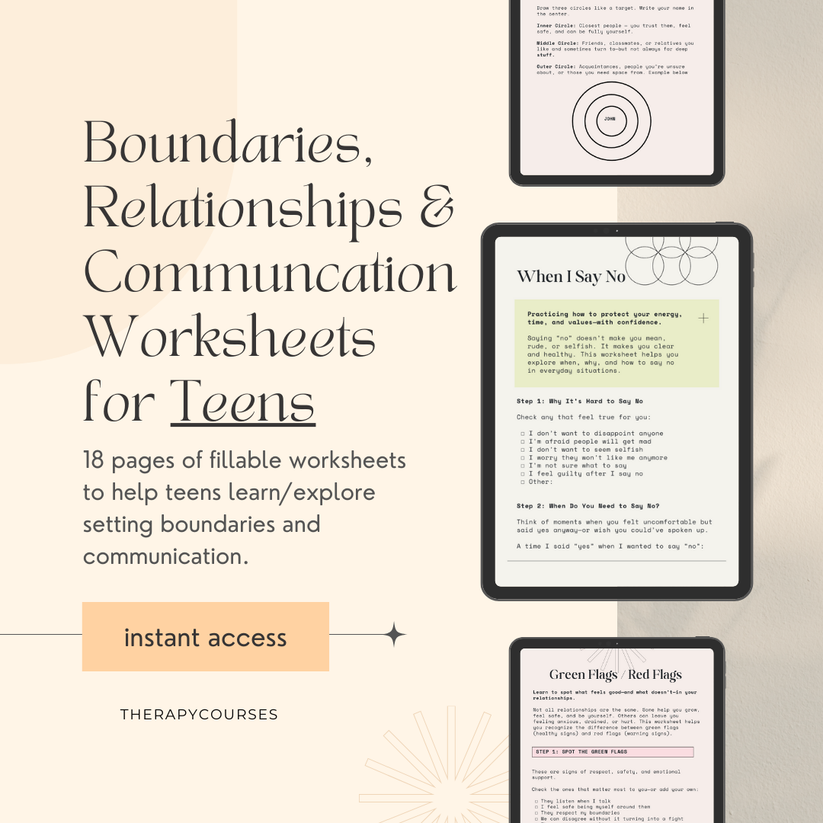 Boundaries Worksheets for Teens + Healthy Communication Skills Handout ...