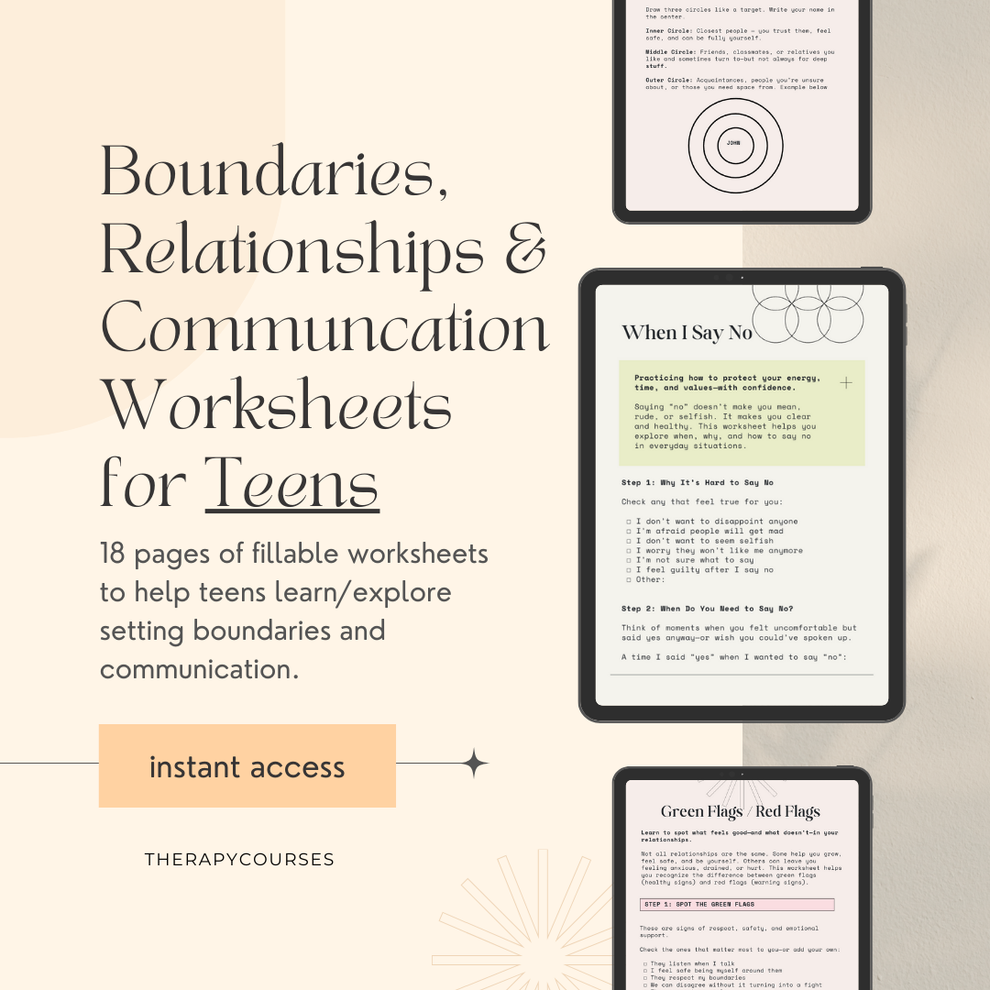 Boundaries Worksheets for Teens + Healthy Communication Skills Handout ...