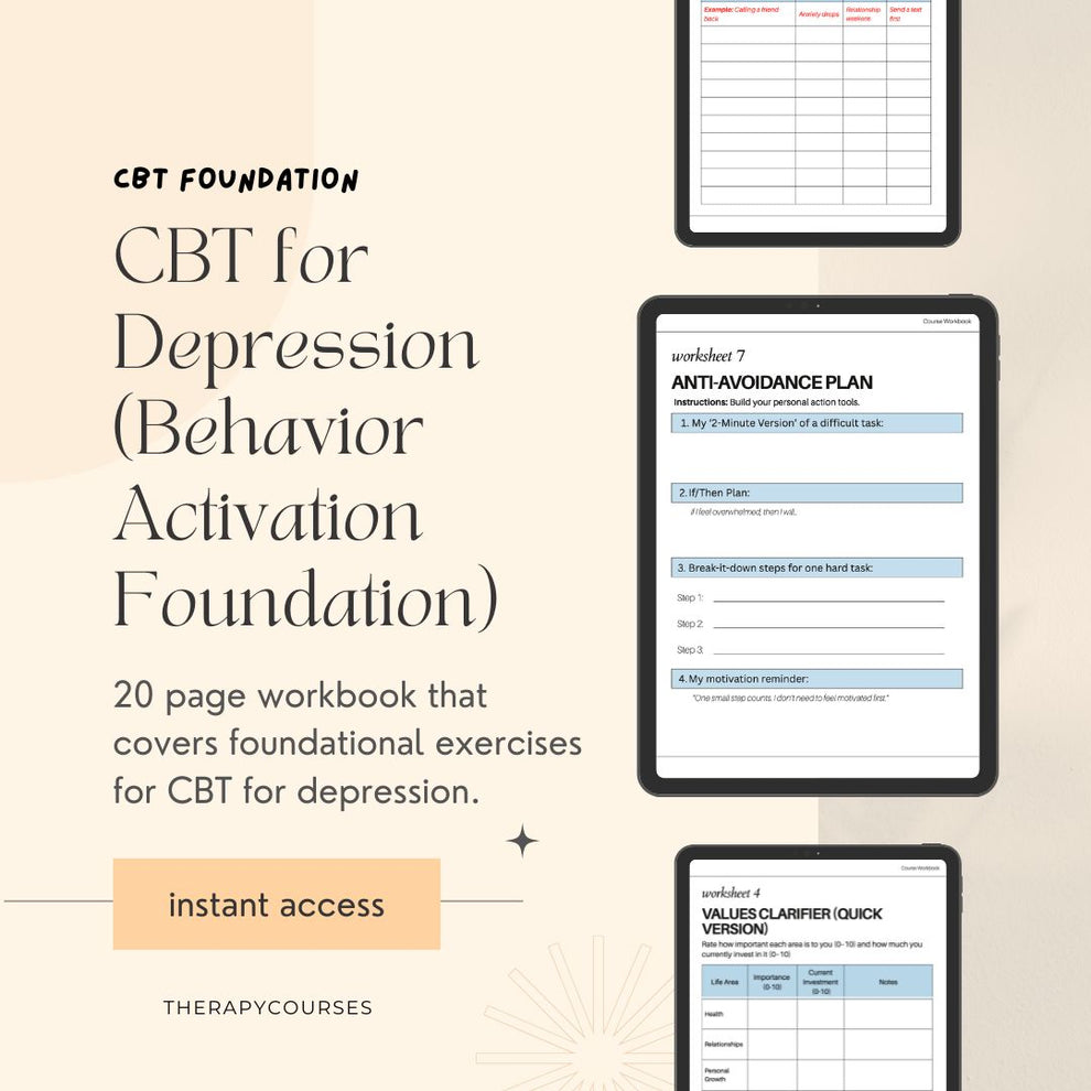 CBT for Depression Worksheets: Behavioral Activation Foundation Exerci ...