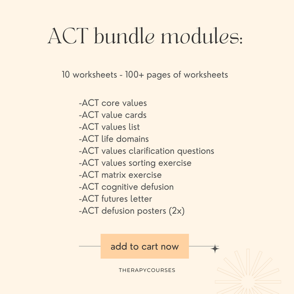 100 ACT Values Worksheets - Acceptance & Commitment Therapy Exercises ...
